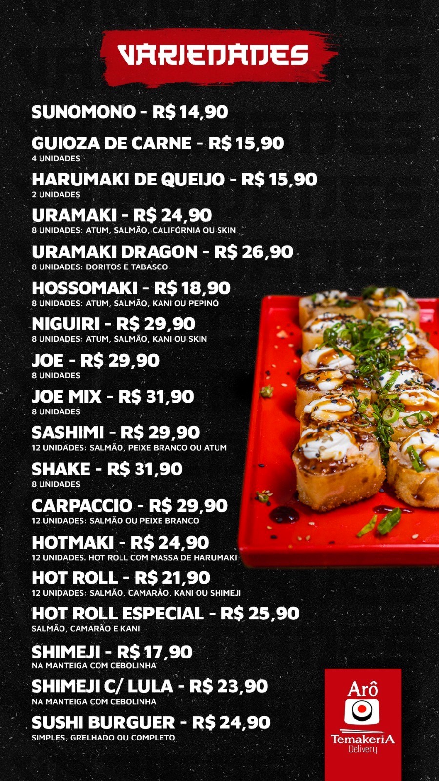 Cardápio – Aro Temakeria